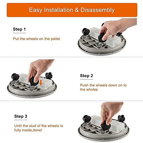 Tongzhi 3pcs 13inch Plant Caddy with Built-in Water Container and 4 Wheels, Garden Rolling Planter Trolley with Wheels, Plant Stand with 2 Lockable Wheels, Load Capacity 130 lbs