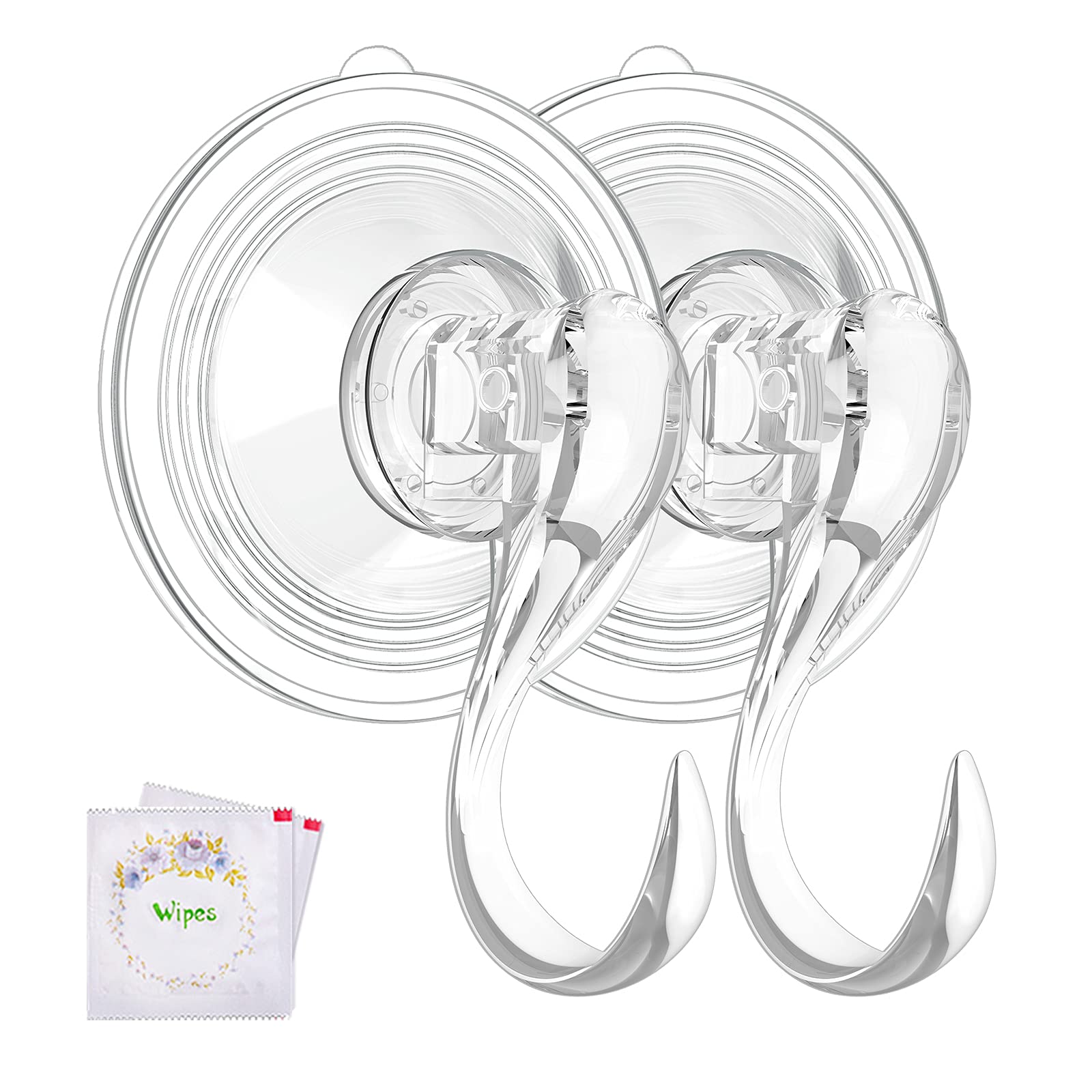 VIS'V Wreath Hanger, Large Clear Heavy Duty Suction Cup Wreath Hooks with Wipes 22 LB Removable Strong Window Glass Door Suction Cup Wreath Holder for Halloween Christmas Wreath Decorations - 2 Pcs