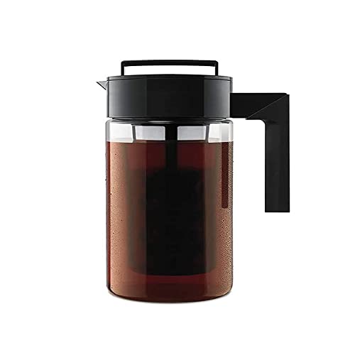 Amazonned Cold Brew Maker β Simple Cold Brew Iced Coffee Maker for Home Use β Minimalist Cold Coffee Maker with Pitcher, Airtight Lid, Non-Slip Silicone Handle β Non-BPA Plastic β 1 Quart