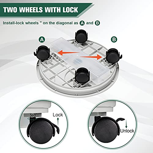Tongzhi 3pcs 13inch Plant Caddy with Built-in Water Container and 4 Wheels, Garden Rolling Planter Trolley with Wheels, Plant Stand with 2 Lockable Wheels, Load Capacity 130 lbs