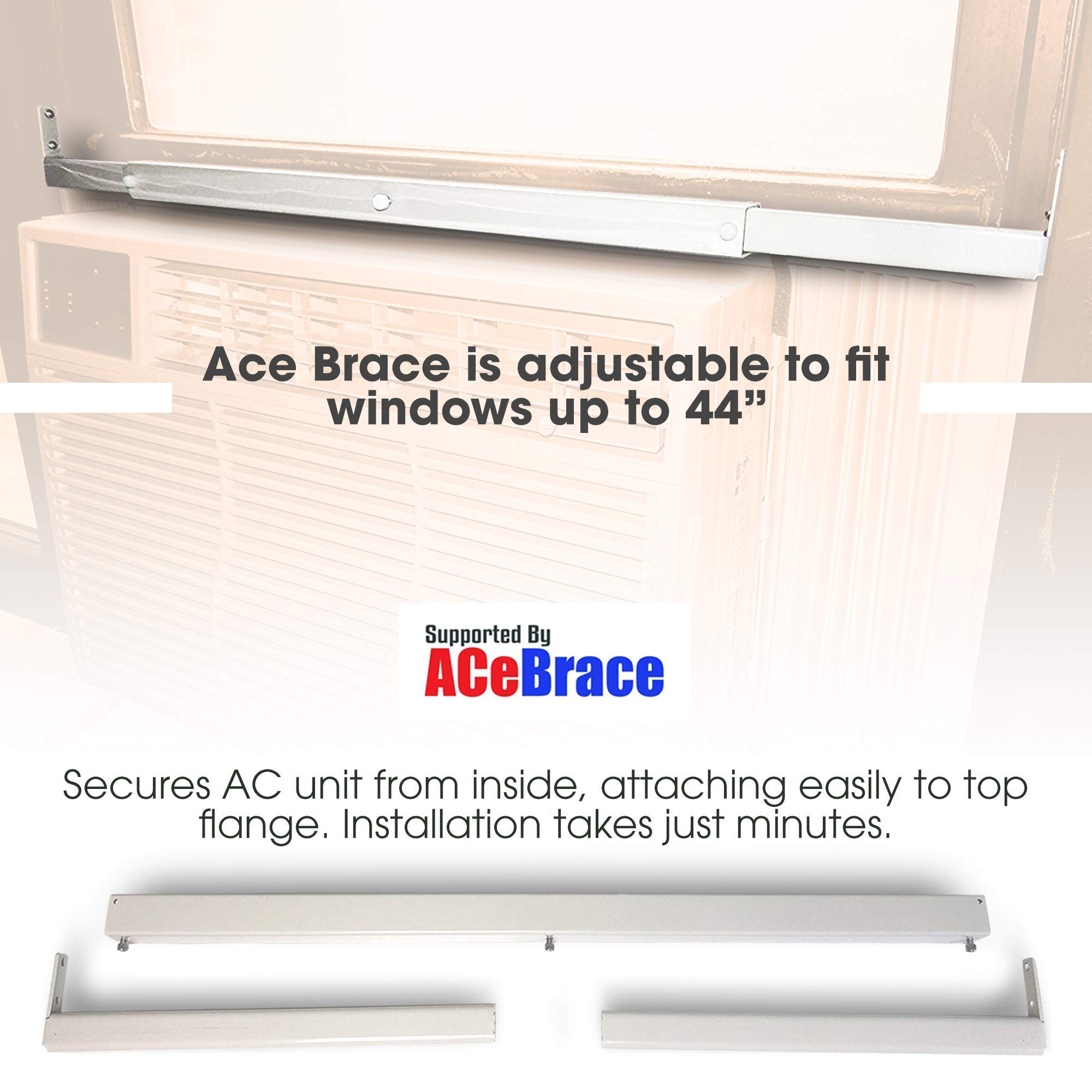 ACeBrace Air Conditioner Support for standard window Air Conditioners - Universal AC Window Bracket- Air Conditioner Support - Window Guard and Air Conditioner Support.