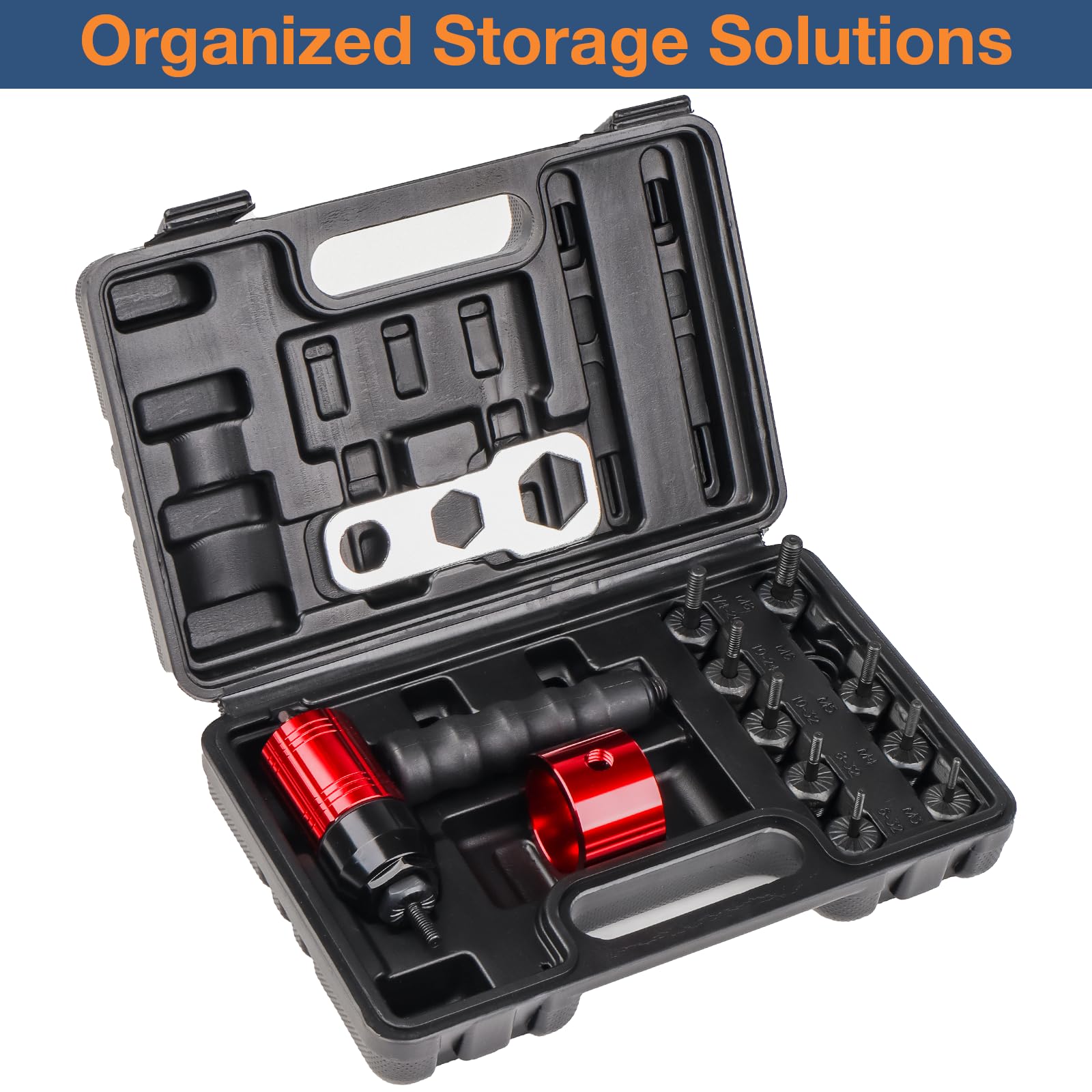 YUZES Rivet Nut Tool Rivet Nut Kit, Rivet Nut Gun Adapter Compatible with Cordless Drill & Ratchet Wrench, Newly Labor-Saving Rivnut Tool with 10 Mandrels & 50 Rivet Nuts, Rugged Carrying Case
