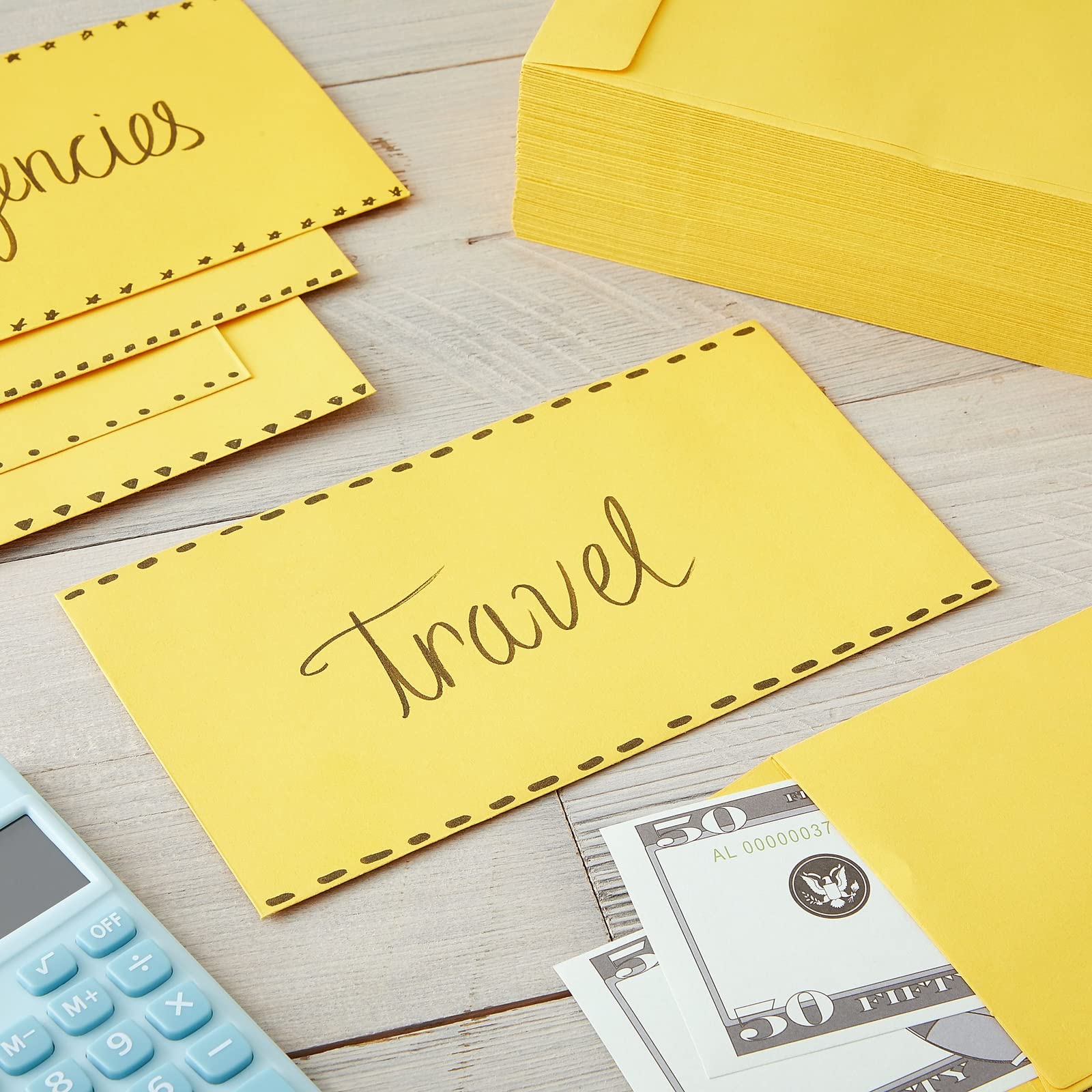 Okuna Outpost Money Envelopes for Cash, Payroll, Money Saving, Coins, Currency, 100GSM, Yellow (4 x 7 Inch) - 100 Pack