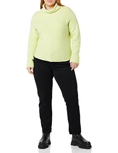 Daily Ritual Women's Cozy Boucle Horizontal Knit Long-Sleeve Mock Neck Sweater, Bright Olive Green, X-Small