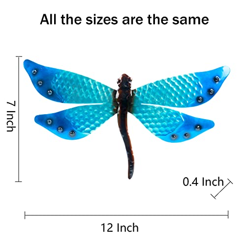 Cruis Cuka Metal Wall Décor Yard Art Cute Dragonfly Wall Sculptures Garden Decorations for Outside - Set of 3