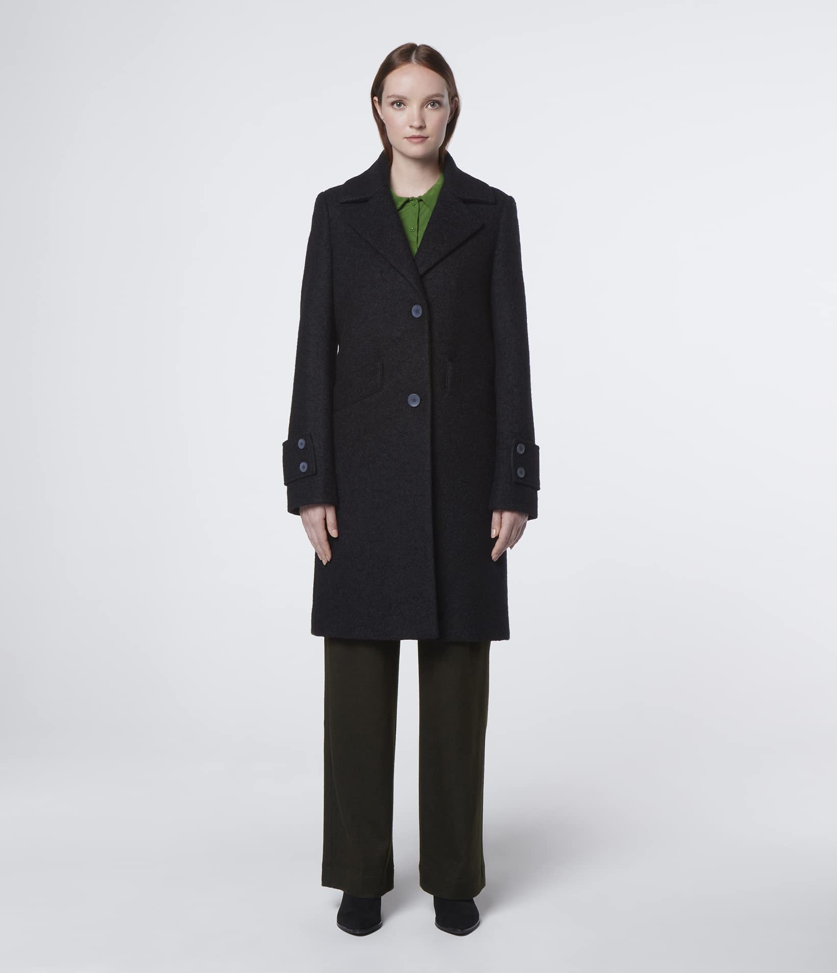 Marc New York by Andrew Marc Women's Wool Regine Slim Coat, Black, Medium