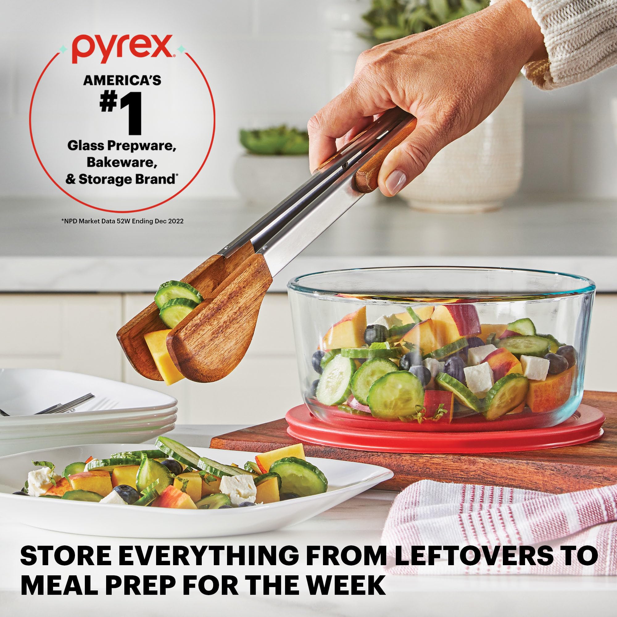 Pyrex Simply Store 18-Pc Glass Food Storage Containers Set, Round & Rectangle Glass Storage Containers with Lid, BPA-Free Lids, Non-Pourous Glass, Dishwasher, Microwave, Fridge and Freezer Safe