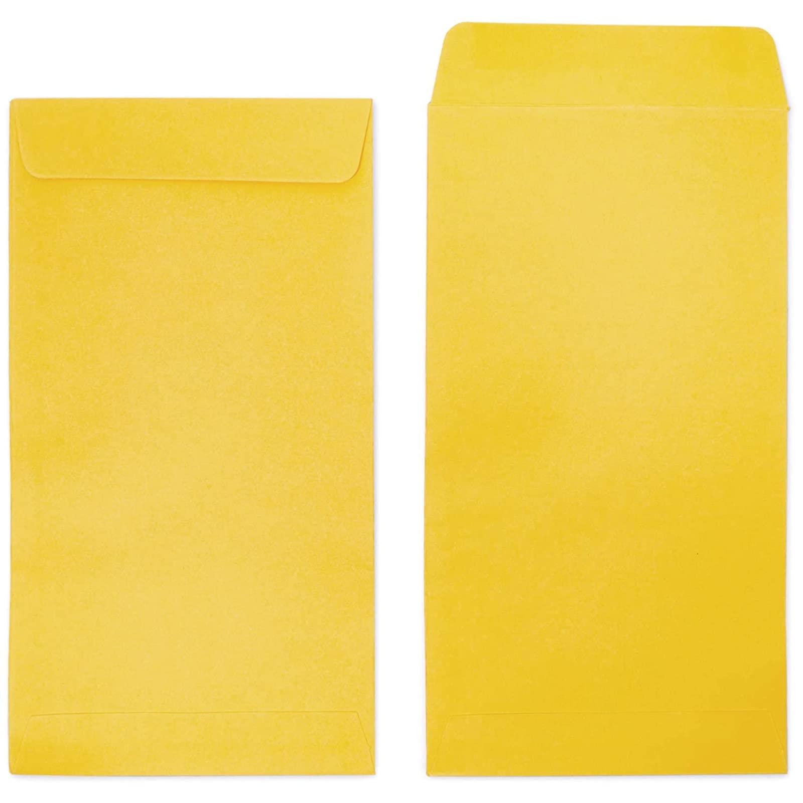 Okuna Outpost Money Envelopes for Cash, Payroll, Money Saving, Coins, Currency, 100GSM, Yellow (4 x 7 Inch) - 100 Pack