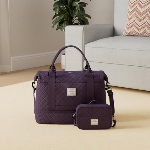 Travel Duffel Bag with Shoes Compartment, Weekender Overnight Bag for Women,Carry on Personal Item Bag,Gym Bag with Toiletry Bag