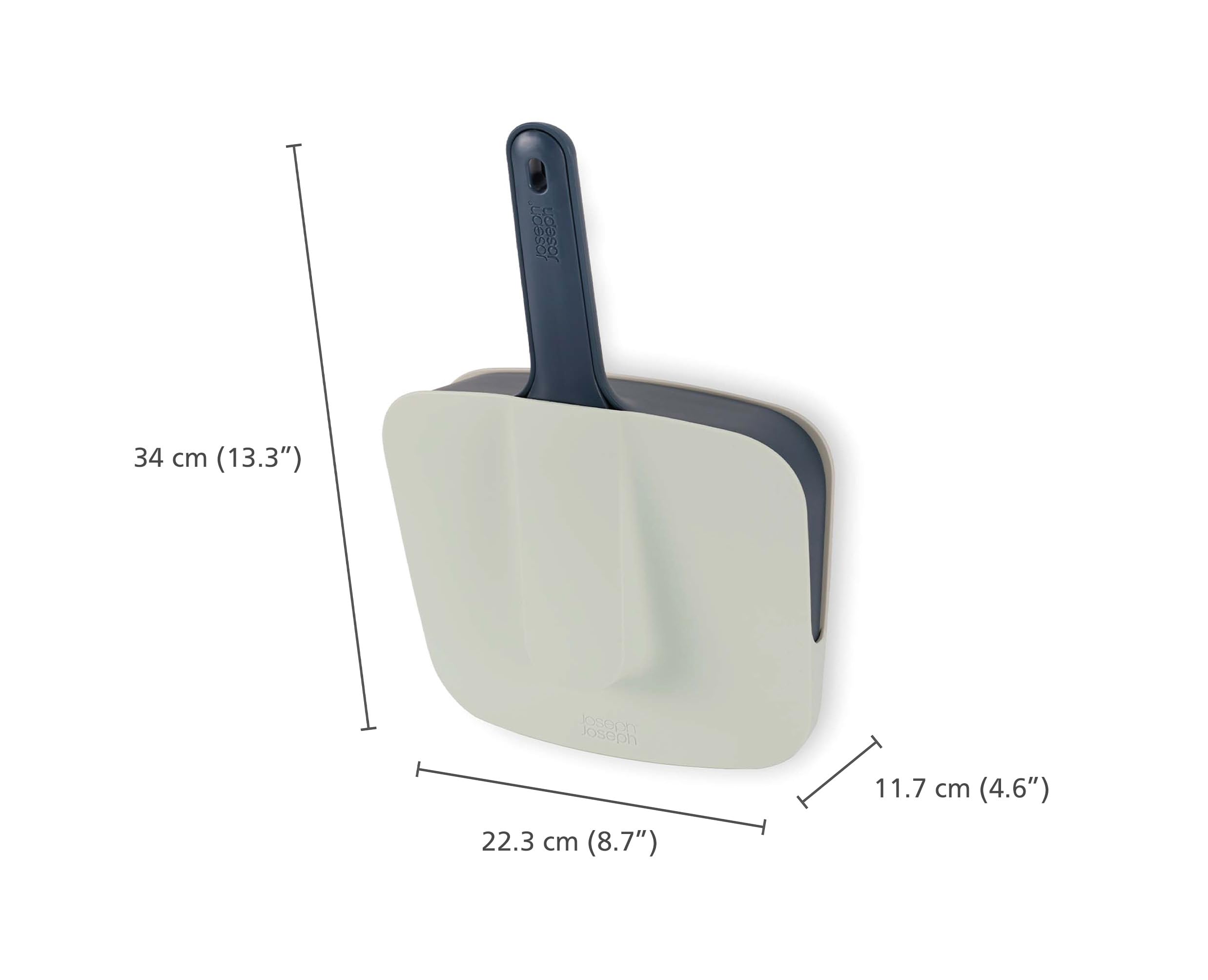 Joseph Joseph CleanStore Wall-Mounted Indoor Dustpan & Brush Set with Dust-Shield Compact Storage, Sweeping Floor Brush with Rubber Pan Edge and Soft Bristles