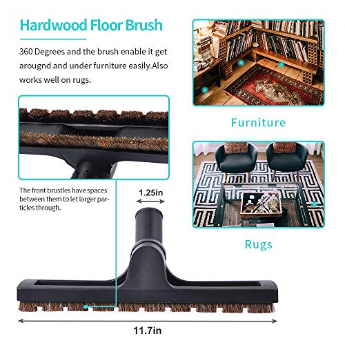KEEPOW 1 1/4" Vacuum Attachments Accessories Cleaning Kit Hardwood Floor Dust Brush for 32mm (1 1/4 inch) Standard Hose, 7 Pcs