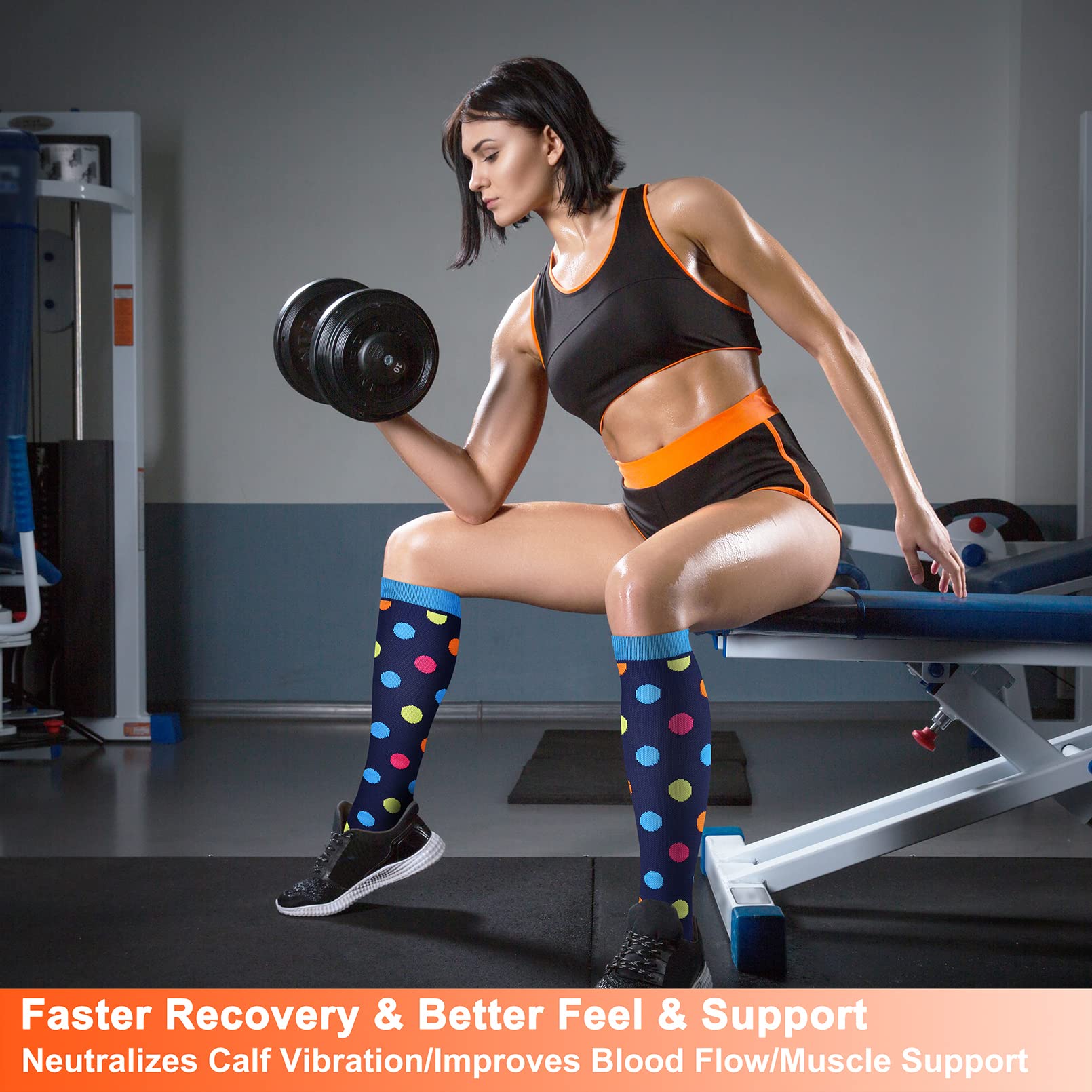 FEYHAY Copper Compression Socks(8 Pairs) for Men & Women 15-20 mmHg is Best Athletic & Daily for Running Flight Travel Climbing (Large-X-Large, 05 navy/Gray/Black)