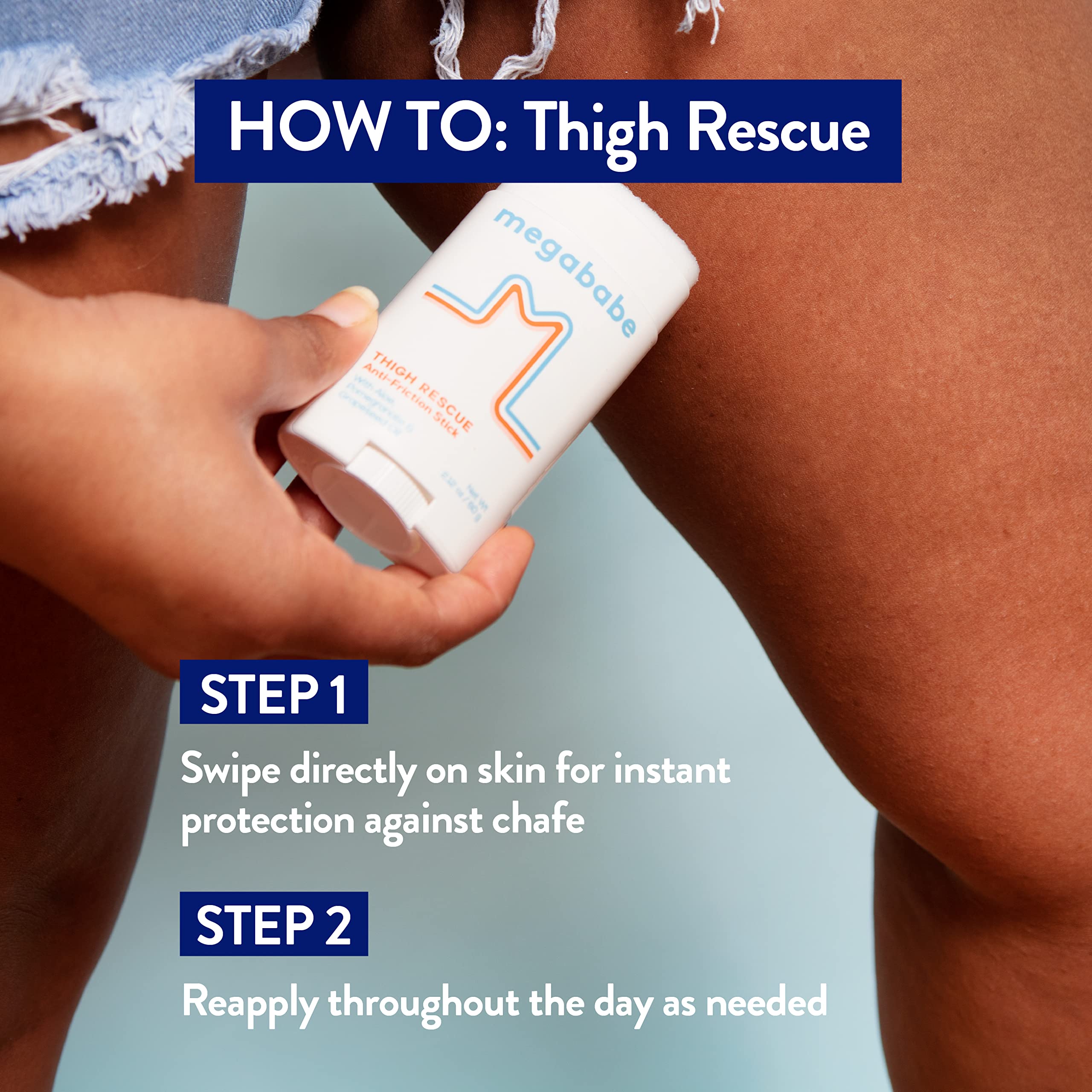 Megababe Thigh Rescue Anti-Chafe Stick | Prevents skin chafe & irritation | Thighs, arms, bra-lines & more | 2.12oz (Pack of 1)