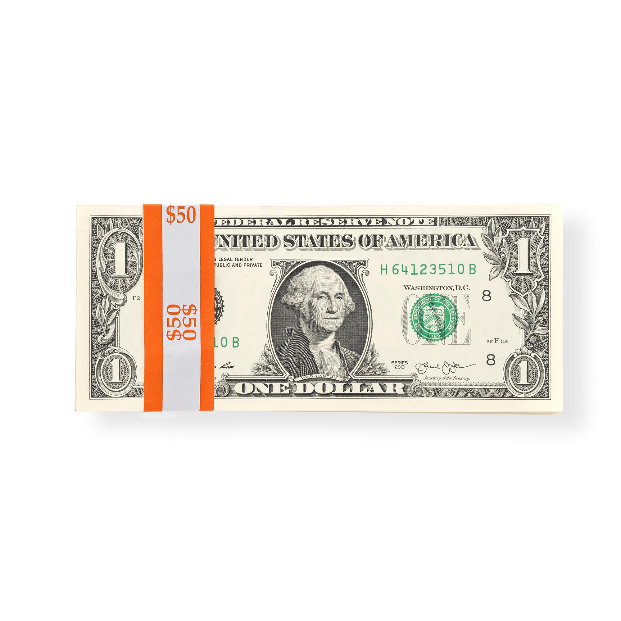 Self-Sealing Currency Straps - Pack of 100 Orange Bands for $50 Bills - Securely Organize and Transport Your Cash
