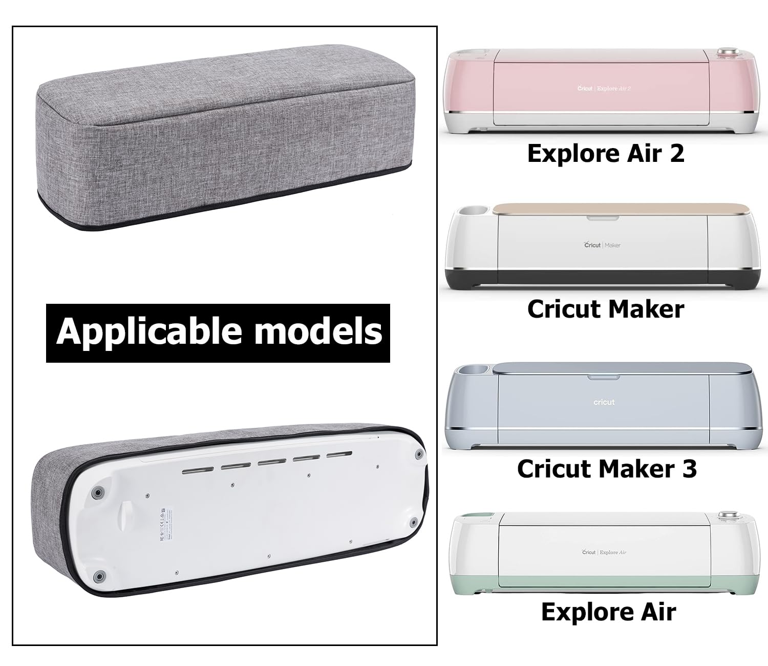TRO&HOM Cover for Cricut Maker 3,Cricut Maker Dust Cover with Back Pockets for Tool Set Cricut Accessories, Pens,Compatible for Cicut Maker, Cicut Maker 3, Cicut Explorer 3 Dust Cover