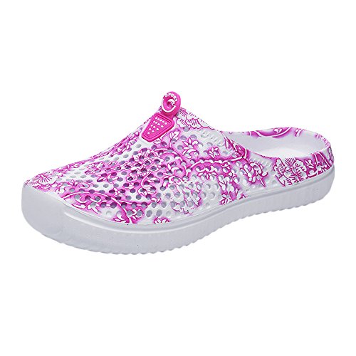 Women Stud Bow Flip-Flops Sandals Beach Flat Rivets Rain Jelly Shoes Hot Pink