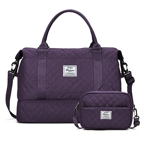 Travel Duffel Bag with Shoes Compartment, Weekender Overnight Bag for Women,Carry on Personal Item Bag,Gym Bag with Toiletry Bag