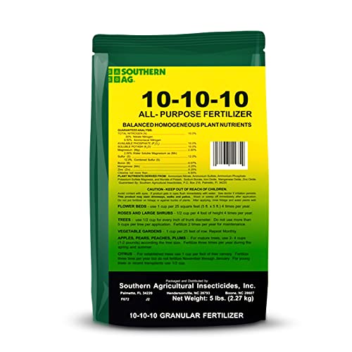 Southern Ag Fertilizer 10-10-10 - All-purpose Granular Fertilizer - organic fertilizer β Fertilizer for vegetable garden & Flowerbed Roses & Large Shrubs and Fruit Trees- Available with Premium Quality Centaurus AZ Gloves-5LB