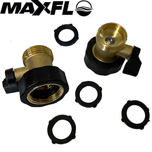 Heavy Duty Brass Hose Shut Off Valve 2 Pack | Garden Hose Connector | Water Hose Valve Shut Off | Shutoff Valve | 4 Extra Pressure Washers | Fits All Standard Hoses