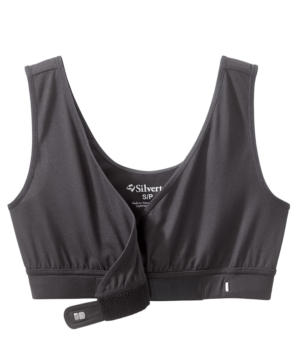 Silverts Women’s Easy Closure Bra - Underwire Free Front Closure Bras for Seniors, Arthritis, Disabled, Surgery Recovery - Adaptive Clothing for Women, Bras for Elderly Women - Black SMA