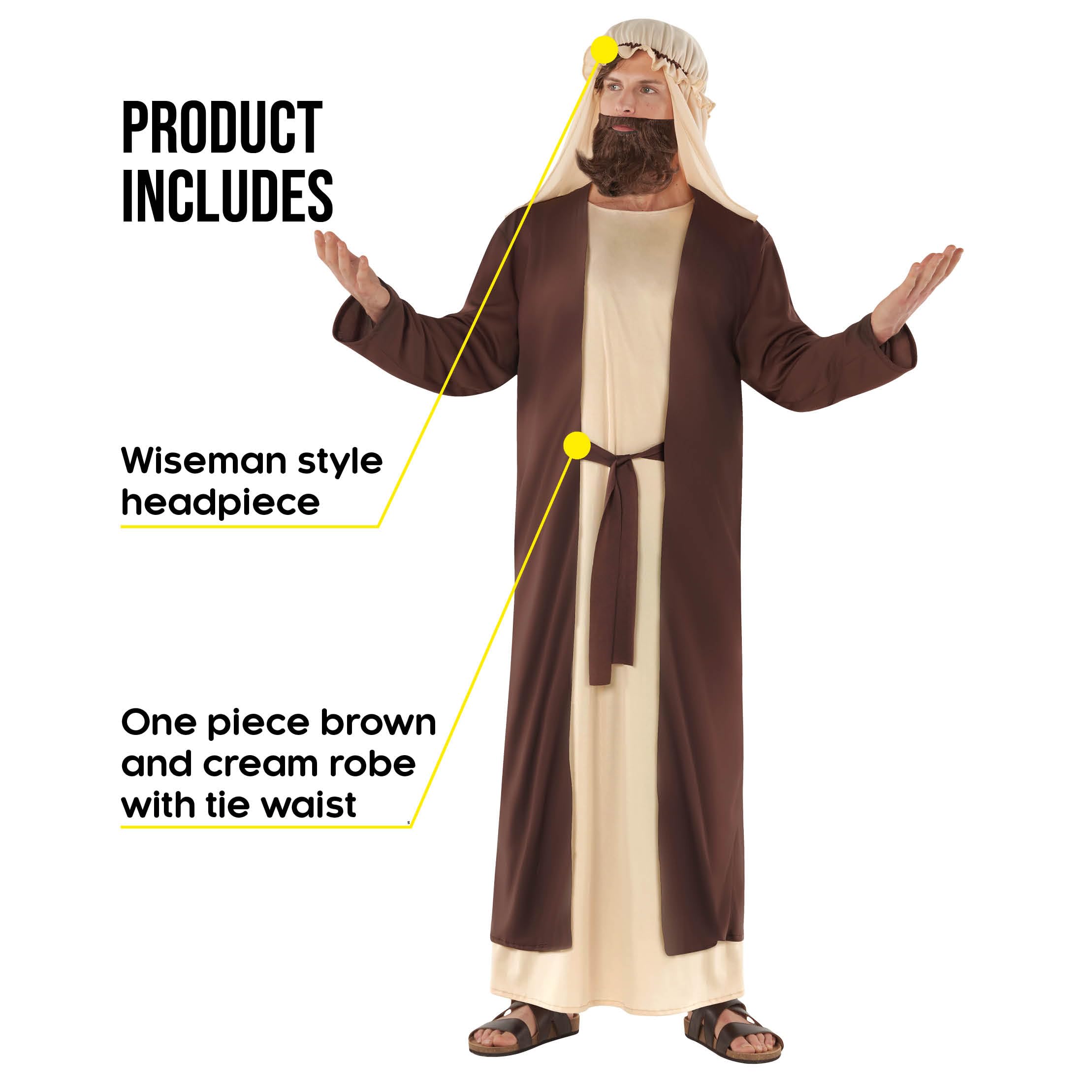 Morph Joseph Costume Men Biblical Nativity Costume Adult Shepherd Jesus Bible Outfit for Religious Events, Medium