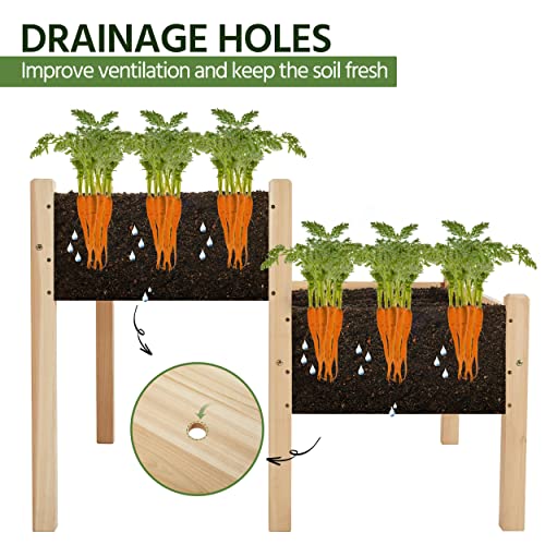 Yaheetech Wooden Raised Garden Bed 2 Tiers Elevated Planter Grow Box for Herb with Legs & Drainage Holes, 47x41x30in