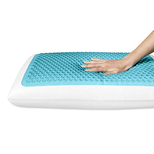 Comfort Revolution Blue Bubble Gel + Memory Foam Pillow, Standard (Pack of 1), White