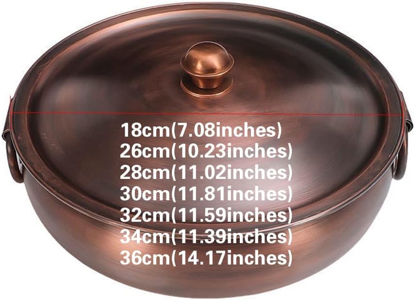 Chafing Dishes Retro Copper Hot Pot, Old Style Clear Soup Pot Thickened Flat Bottom Copper Pot Home Commercial Thickened Copper Hot Pot For Induction Cooker (Color : Brass, Size : 18cn)