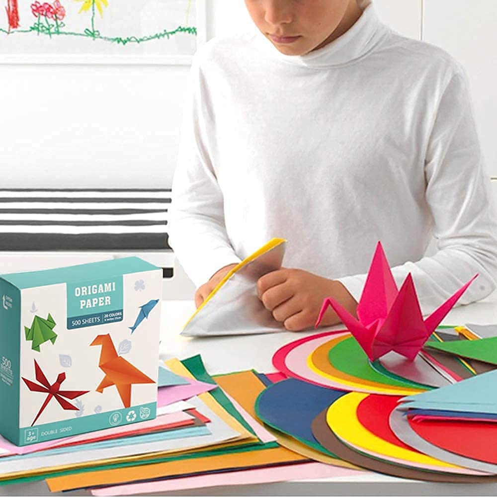 Origami Paper 6 Inches Square 500 Sheets 20 Vivid Colors Double Sided for Kids & Adults Arts and Crafts Projects