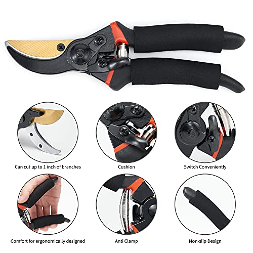 8" Professional pruners for tree trimming,rose snips,rose cutters tools,gardening shears,garden shears,Bypass Pruning Shears,Hand Pruners
