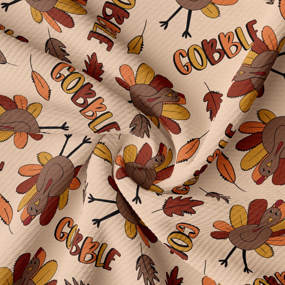 Thanksgiving Turkey Gobble Fall Autumn Bullet Textured Fabric by The Yard Stretch Liverpool - 1 Yard Fabric for Bows Clothes Sewing (AA1942)