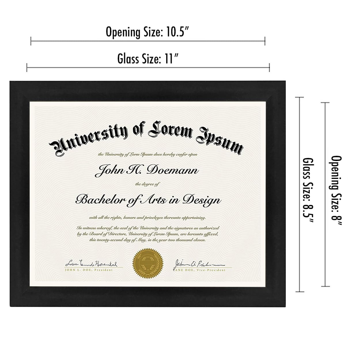 Americanflat 8.5x11 Diploma Frame in Black with Shatter Resistant Glass - Horizontal and Vertical Formats for Wall and Tabletop