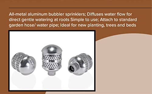 PATSONᵀᴹ 3 Pack Aluminum Bubbler Sprinkler Heads for Drip Irrigation Comes with 3 Spare Rubber Washers - Bubbler Dripper Bulb Gentle Watering System Soaker for use with Garden Hose