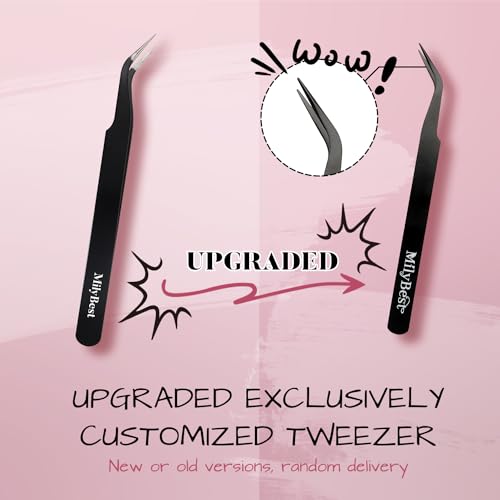 MilyBest DIY Eyelash Extension Kit with 144 Pcs Lash Clusters Bond and Seal Eyelash Glue Remover Eyelash Tweezers Applicator Beginner Set 10-16mm Thin Band Cluster Lashes Kit (Kit-2 Styles, M02)