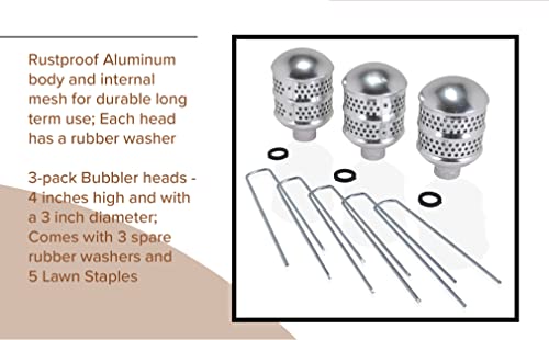 PATSONᵀᴹ 3 Pack Aluminum Bubbler Sprinkler Heads for Drip Irrigation Comes with 3 Spare Rubber Washers - Bubbler Dripper Bulb Gentle Watering System Soaker for use with Garden Hose