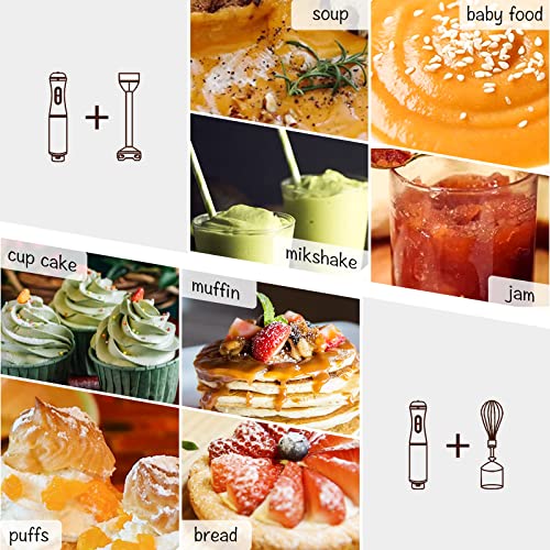 Immersion Blender LINKChef Hand Blender 5 in 1 Powerful 20 Speed Emulsion Blender with 800ml Beaker, Egg Whisk,500ml Food Grinder, Ice crush Blade,for Puree Infant Food, Smoothies, Sauces and Soups