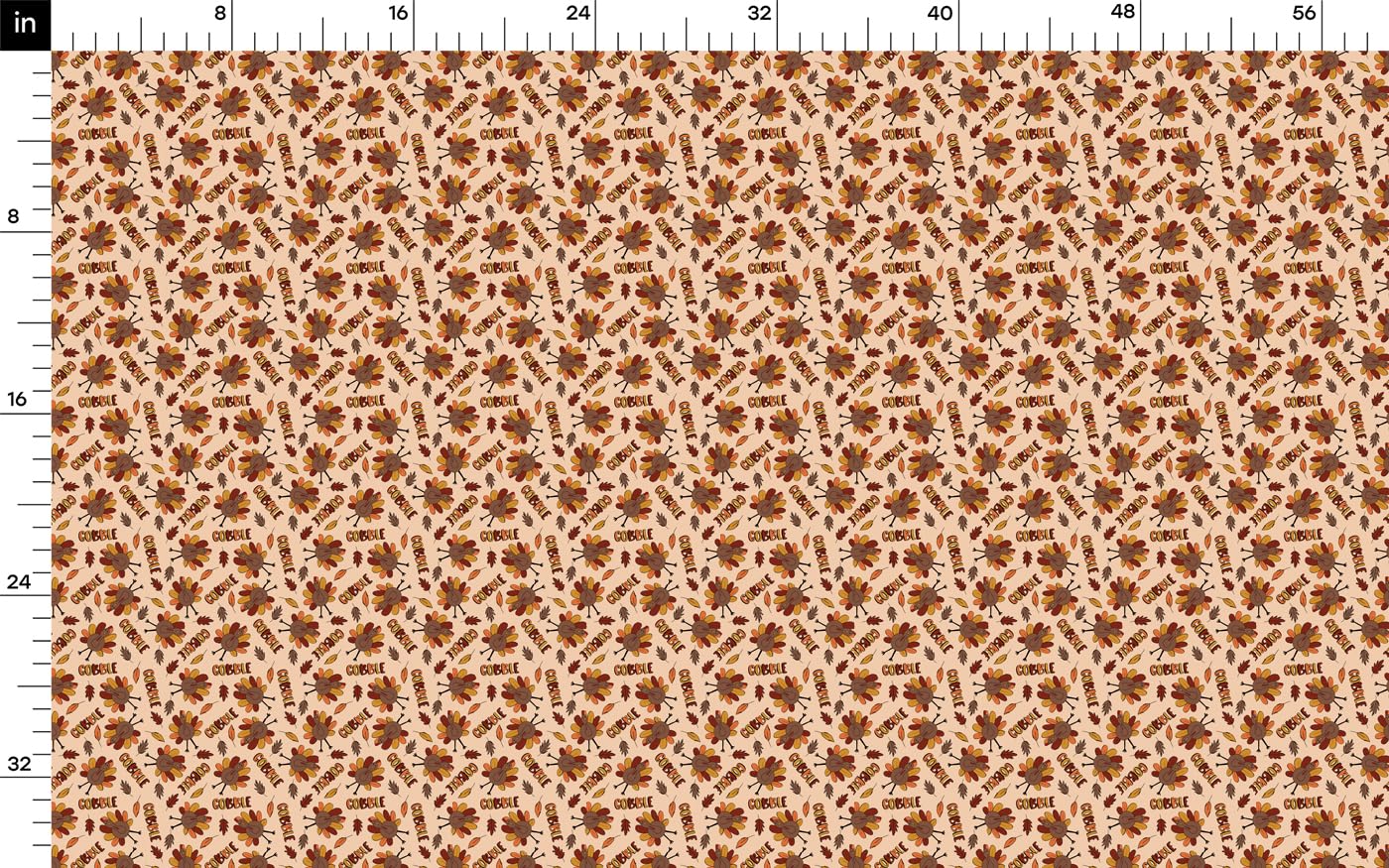 Thanksgiving Turkey Gobble Fall Autumn Bullet Textured Fabric by The Yard Stretch Liverpool - 1 Yard Fabric for Bows Clothes Sewing (AA1942)