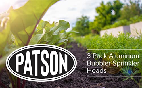 PATSONᵀᴹ 3 Pack Aluminum Bubbler Sprinkler Heads for Drip Irrigation Comes with 3 Spare Rubber Washers - Bubbler Dripper Bulb Gentle Watering System Soaker for use with Garden Hose