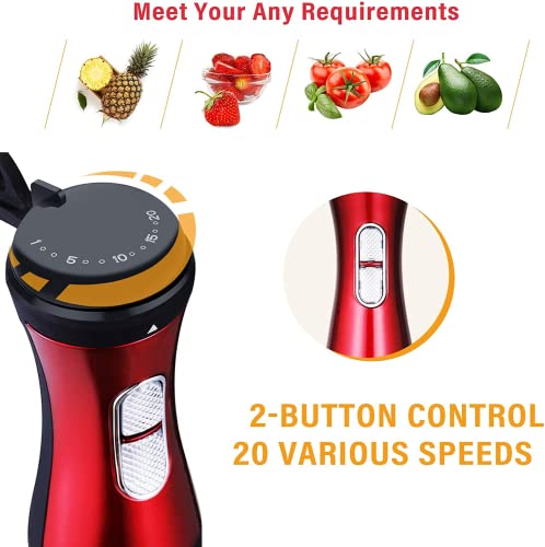 Immersion Blender LINKChef Hand Blender 5 in 1 Powerful 20 Speed Emulsion Blender with 800ml Beaker, Egg Whisk,500ml Food Grinder, Ice crush Blade,for Puree Infant Food, Smoothies, Sauces and Soups