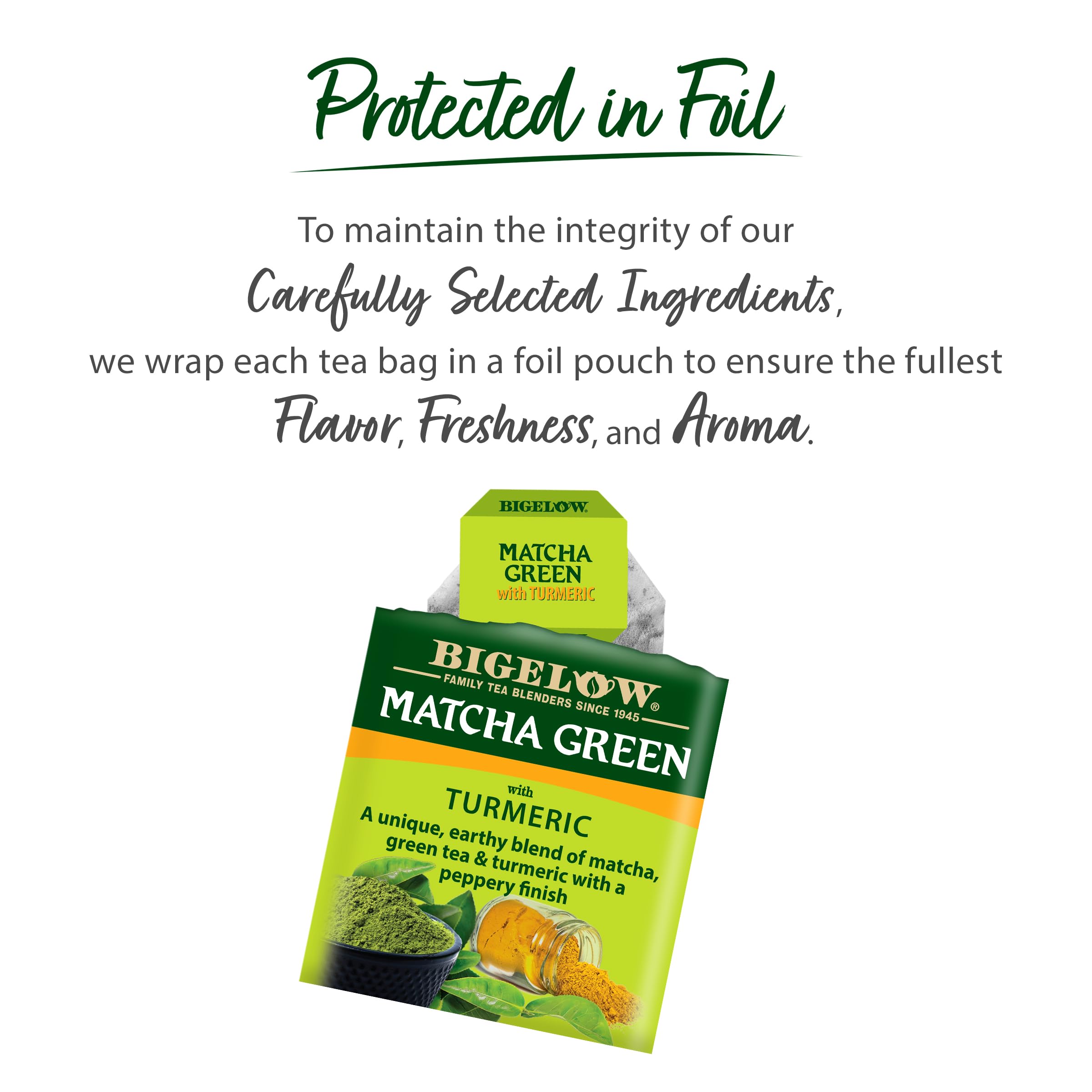 Bigelow Tea Matcha Green Tea with Turmeric, Caffeinated Tea with Turmeric, 18 Count Box (Pack of 6), 108 Total Tea Bags