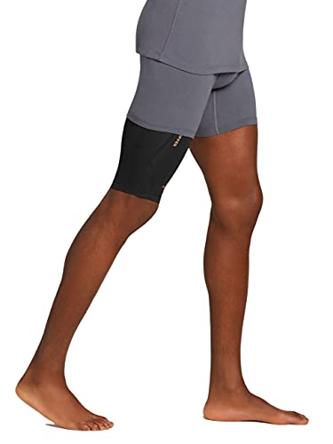 Tommie Copper Performance Compression Quad Sleeve, Unisex, Men & Women, Sweat Wicking Breathable Upper Leg Sleeve for Muscle Support & Recovery - Black - Large