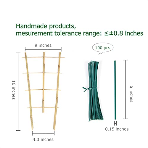 Cambaverd 3 Pack Min Bamboo Trellis 16 in Fan -Shaped Plant Support Trellis with Twist Ties for Indoor Mini Climbing Plants Hoya Potted Plants House Plants Vine Ivy