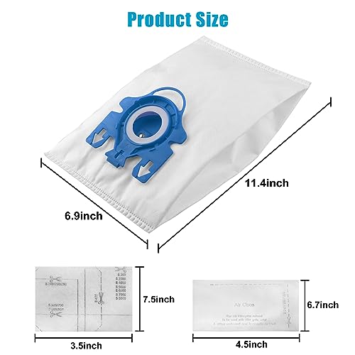 CTIOAOS 12Pcs 3D Dust Bags Replacement for Miele GN Vacuum Bags, Compatible with Miele Complete C1, C2, C3, Classic C1, S8, S5, S2, S400i, S600 with 3 MP Filters & 3 AC Filters