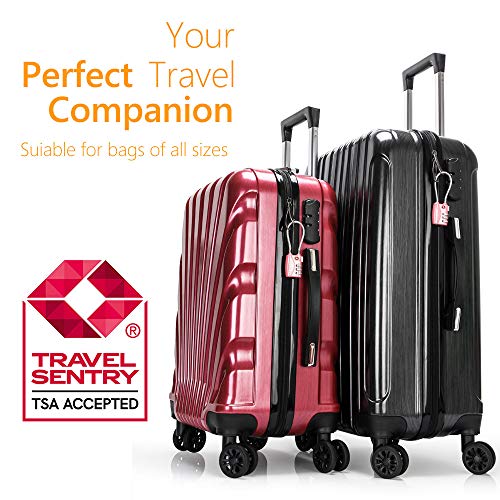 TSA Approved Luggage Locks, Easy Re-settable Combination Backpack Lock, Travel Lock for Suitcase, 1,2 & 4 Pack (Pink 2 Pack)