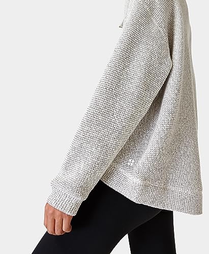Sweaty Betty Women's Restful Boucle Textured Half Zip Pullover Sweatshirt Light/Pastel Grey