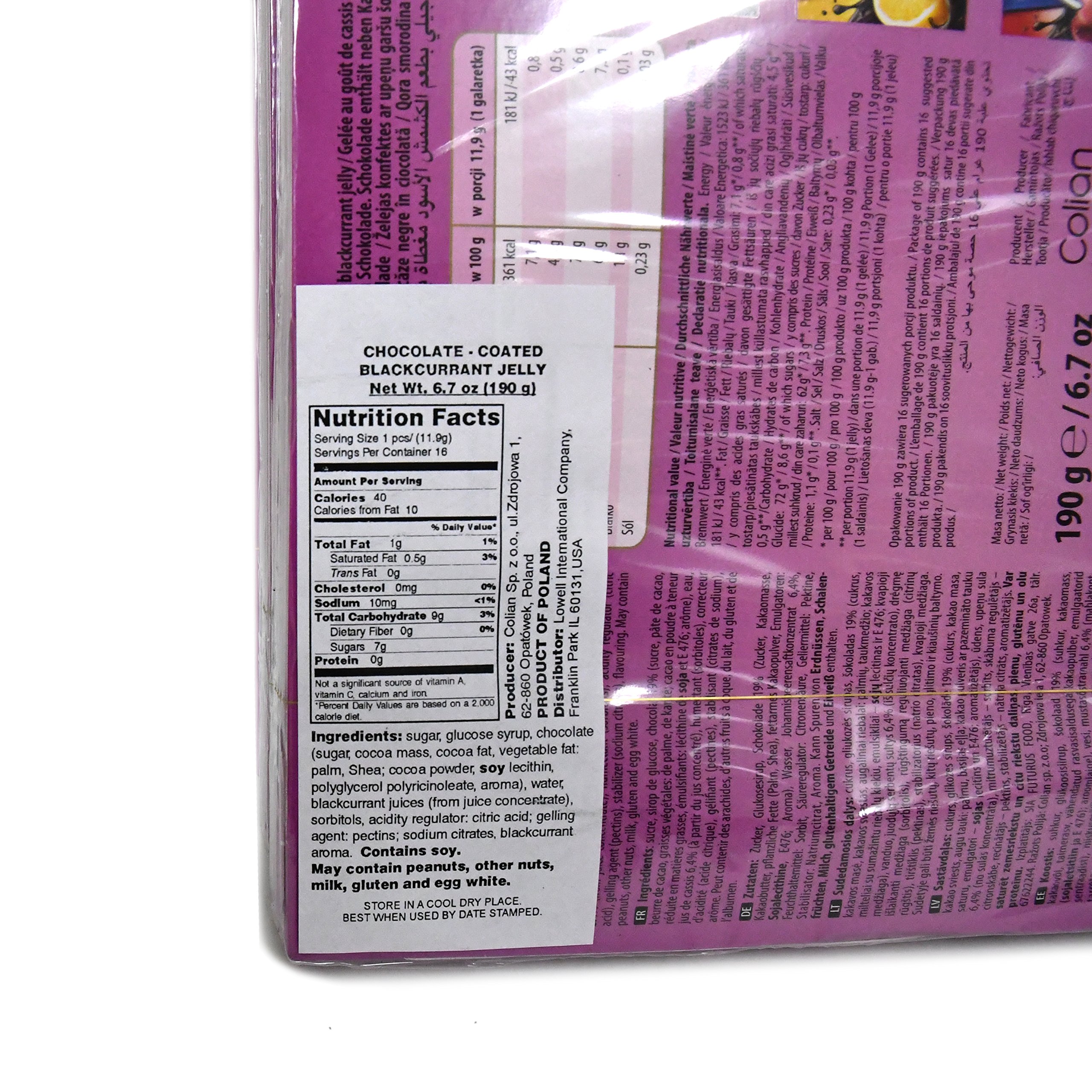 Goplana | Mella | Blackcurrant Flavored | Jelly in Chocolate | 6.7 oz | Pack of 3