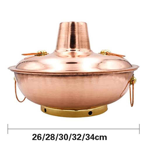 Chafing Dishes Red Copper Thickened Hot Pot, Gas Copper Hot Pot, Hot Pot Chicken Bullfrog Copper Pot for Household and Commercial Use (Color : Brass, Size : 26cm)