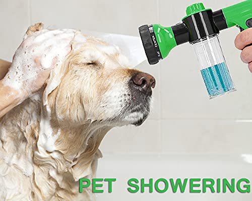 Hose Soap Sprayer Nozzle 8 Patterns, Car Wash Soap Sprayer Foam Sprayer Gun with 3.5oz/100cc Soap Dispenser Bottle, Washing Mitt, Garden Hose Nozzle Sprayer for Cleaning, Plant Watering, Showering Pet