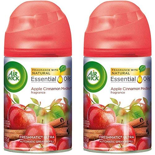 Air Wick Freshmatic Automatic Spray Air Freshener, Apple Cinnamon Medley Scent, 1 Refill, 6.17 Ounce (2 Pack)