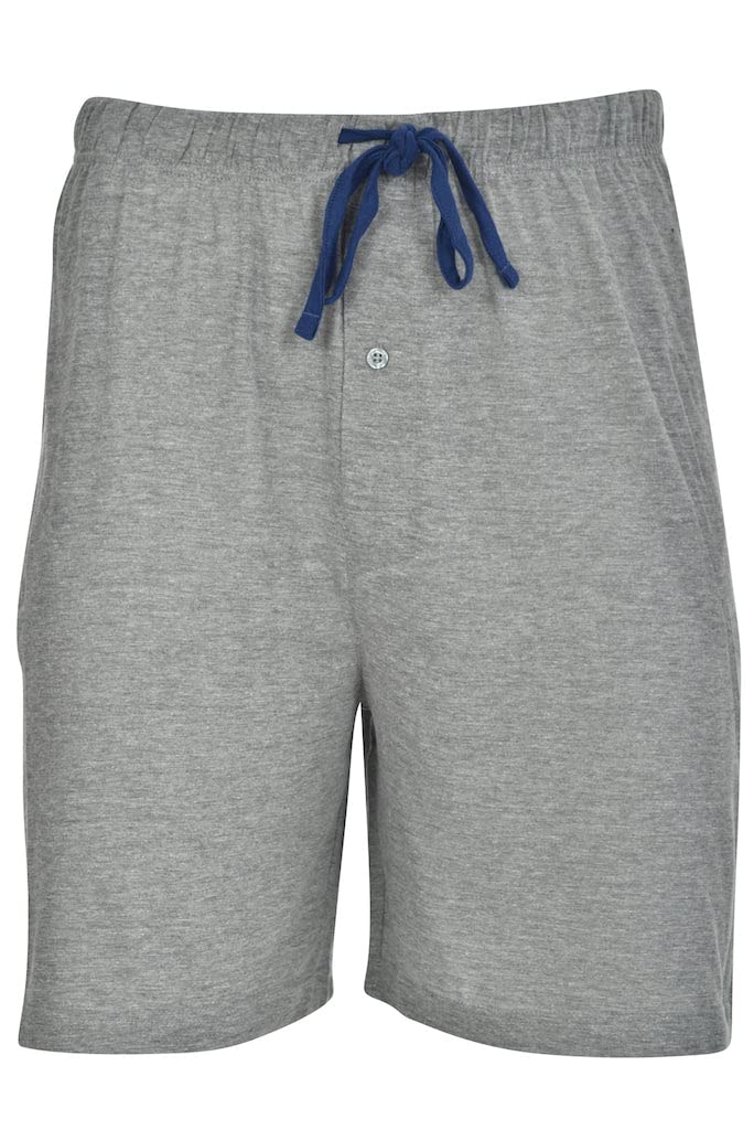Hanes Mens 2 Pack Sleep Short, Cotton Jersey Blend 7.5" Inseam, Comfortable and Breathable, Grey Heather/Chambrey Blue, Large